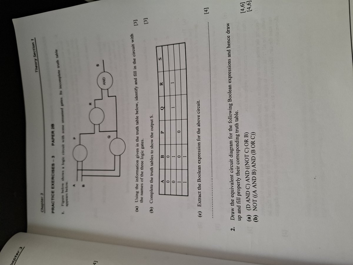Here are the questions: PRACTICE EXERCISES - 3 PAPER 2B Theory Section 1..