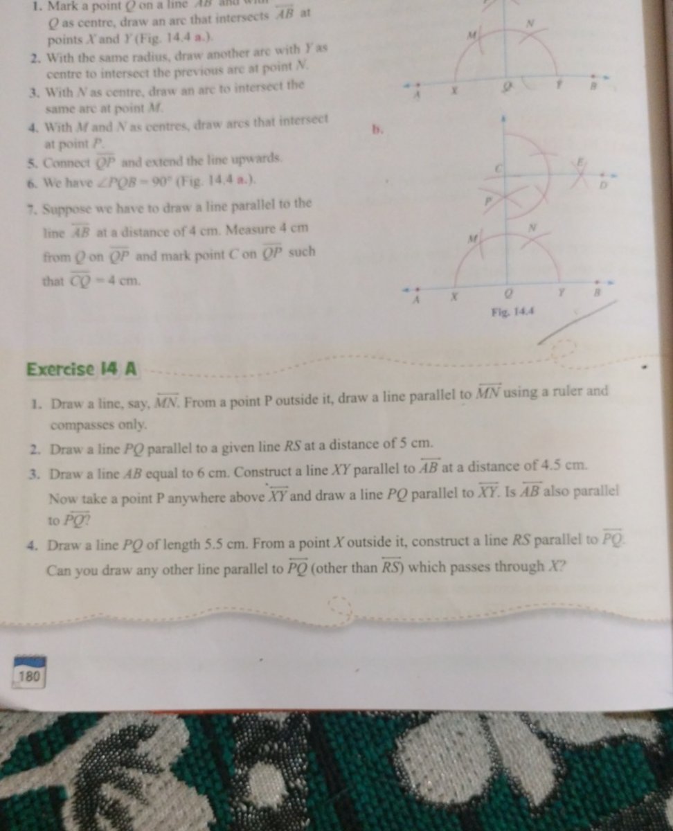 Exercise 14 A Draw a line, say, \overline{MN}. From a point P outside it..