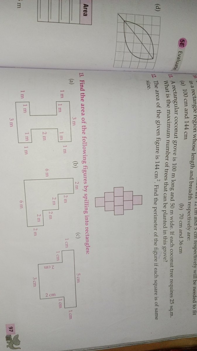 Find the area of the following figures by splitting into rectangles: (a)..