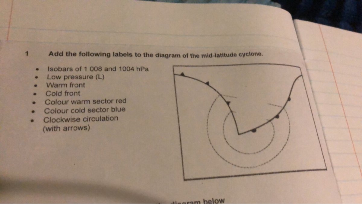 Add the following labels to the diagram of the mid-latitude cyclone. Iso..