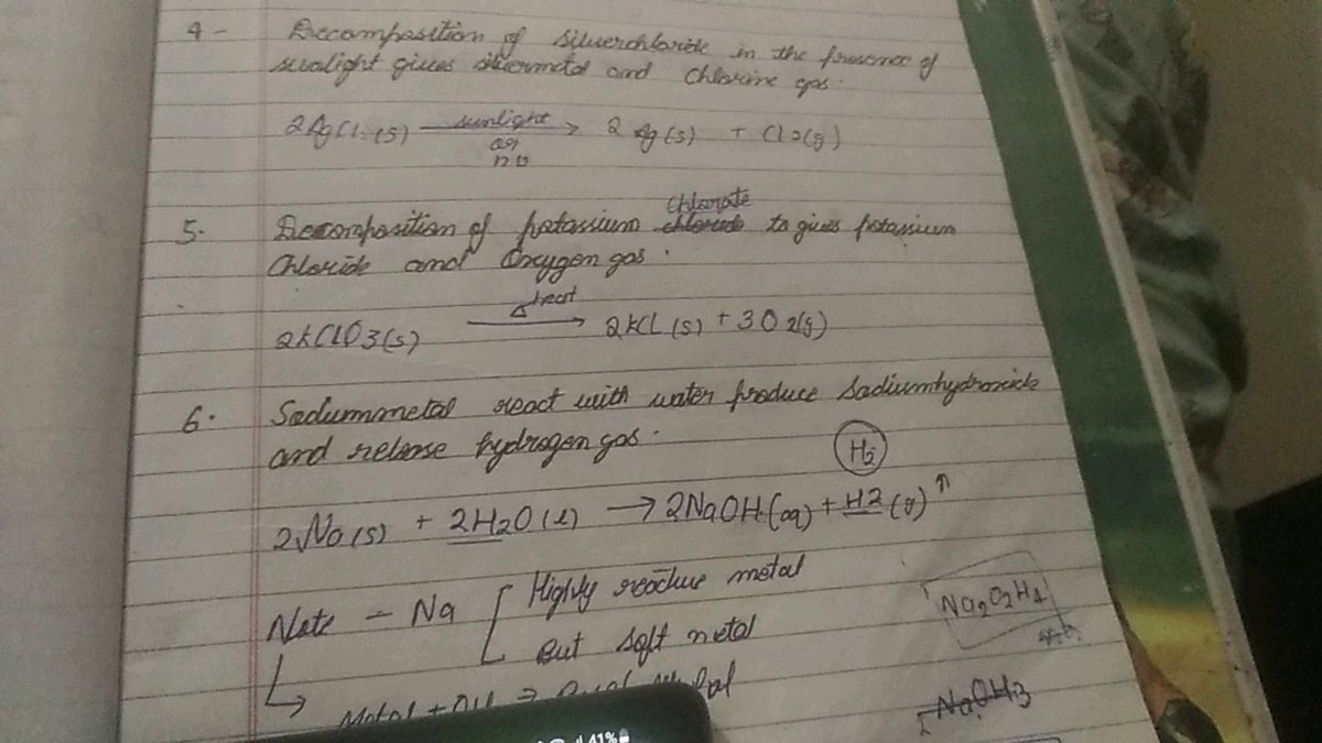 Decomposition of silver chloride in the presence of sunlight gives silver..