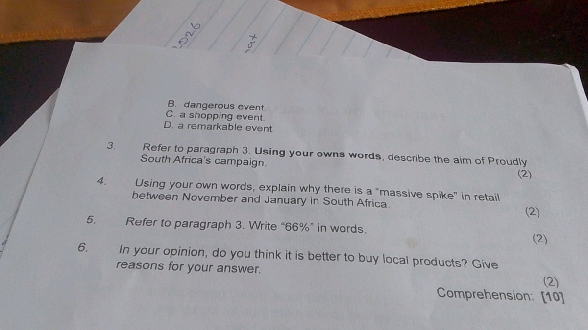 B. dangerous event. C. a shopping event. D. a remarkable event. Refer to..