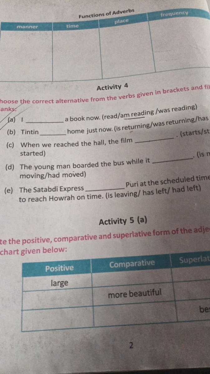 Activity 4 Choose the correct alternative from the verbs given in bracket..