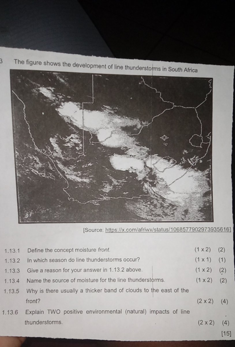 The figure shows the development of line thunderstorms in South Africa 1..