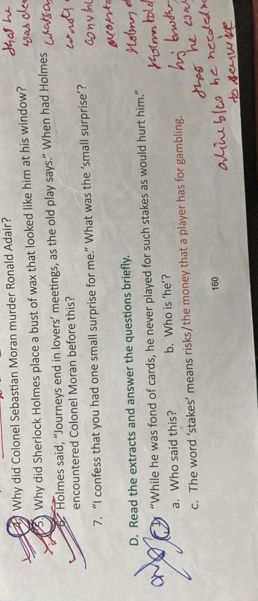Here are some questions based on an extract: D. Read the extracts and an..