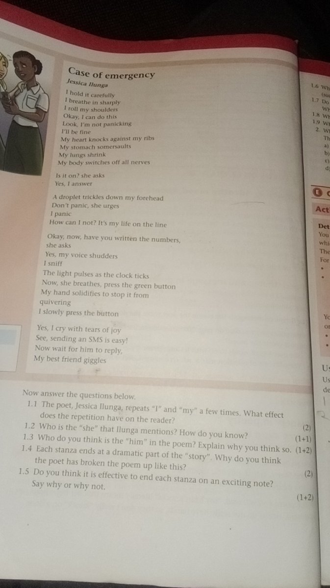 Here is the poem: Case of emergency Jessica Ilunga I hold it carefully
