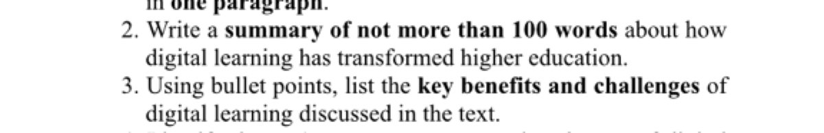 Write a summary of not more than 100 words about how digital learning has..