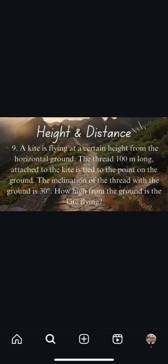 A kite is flying at a certain height from the horizontal ground. The thre..