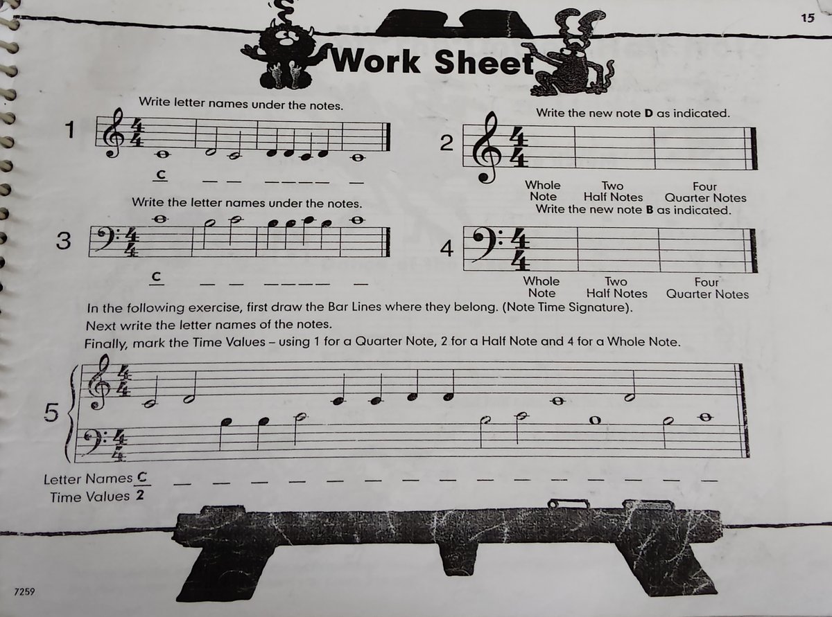 Work Sheet Write letter names under the notes. (Musical staff with no..