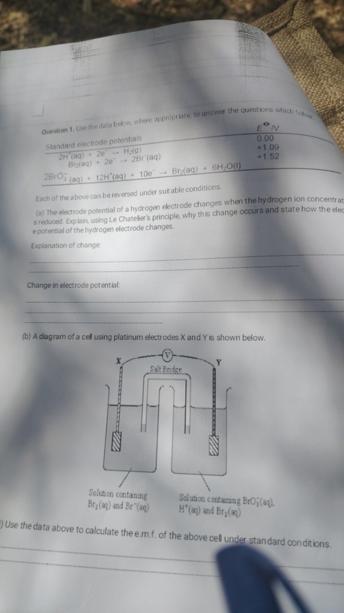 Question 1. Use the data below, where appropriate, to answer the question..
