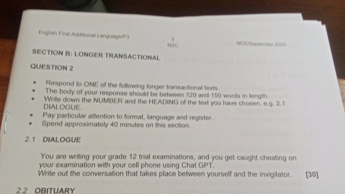 Respond to ONE of the following longer transactional texts. The body of y..