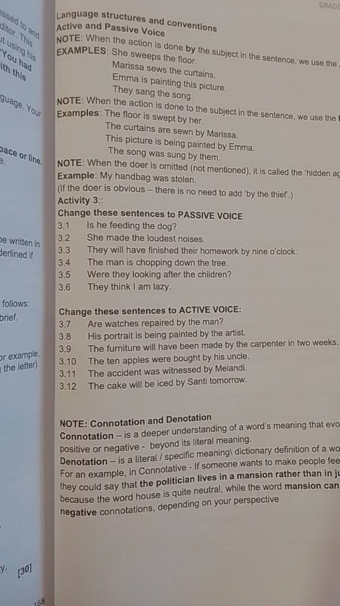 Language structures and conventions Active and Passive Voice NOTE: When t..