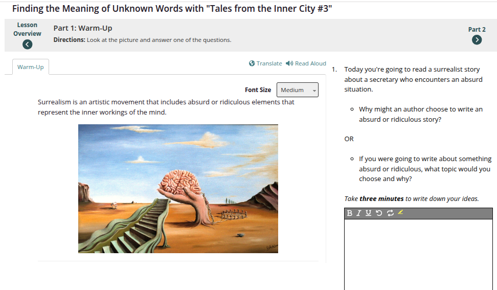 Finding the Meaning of Unknown Words with "Tales from the Inner City #3"