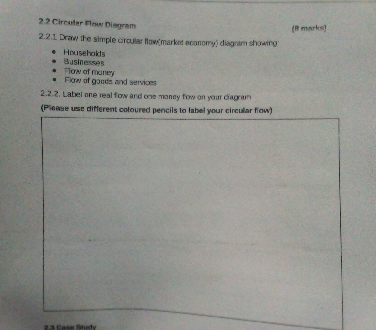 2.2 Circular Flow Diagram 2.2.1 Draw the simple circular flow (market ec..