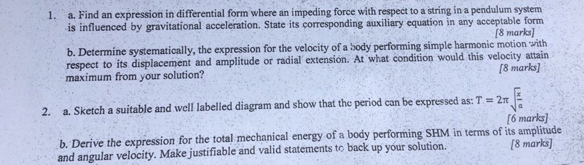 a. Find an expression in differential form where an impeding force with r..