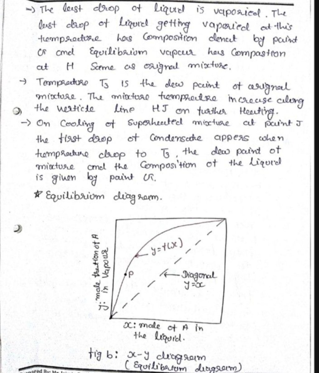 The provided text describes concepts related to phase equilibrium and an