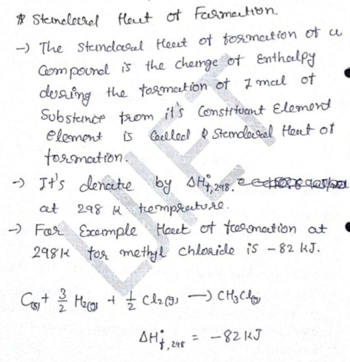Standard Heat of Formation The standard heat of formation of a compound