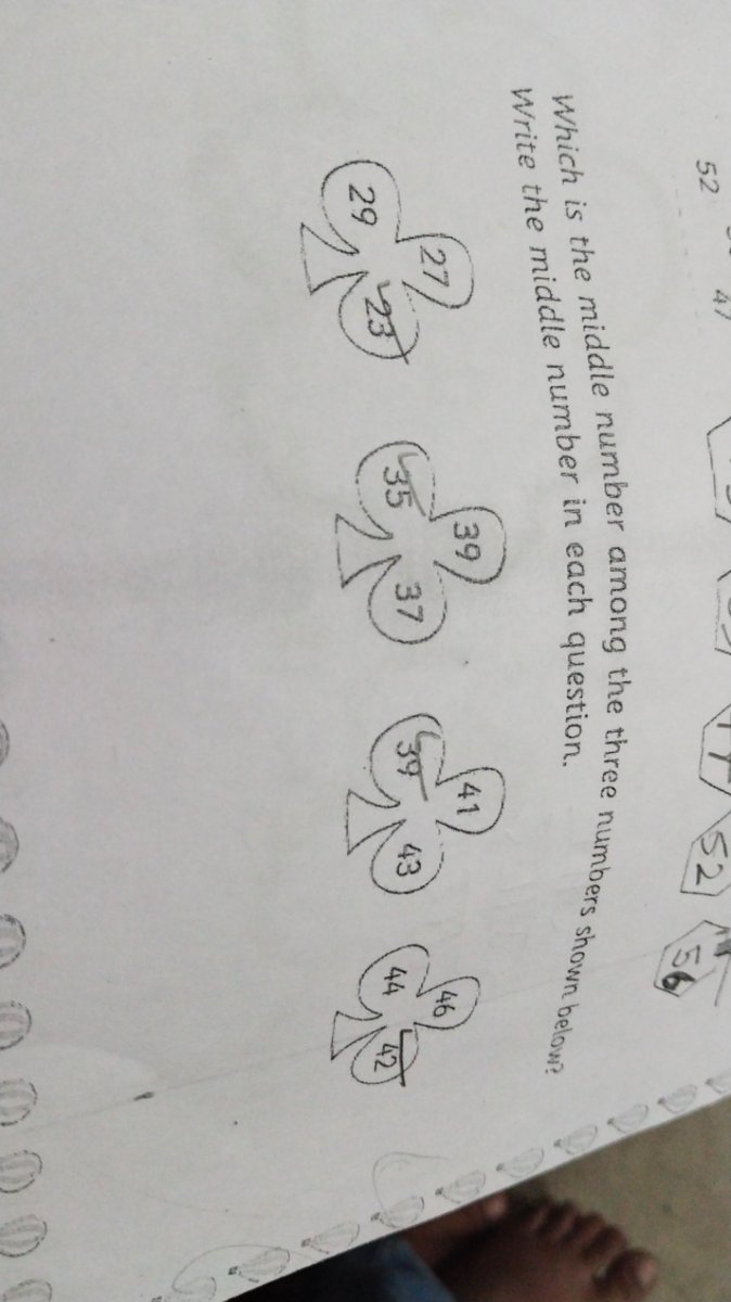 Which is the middle number among the three numbers shown below? Write the..