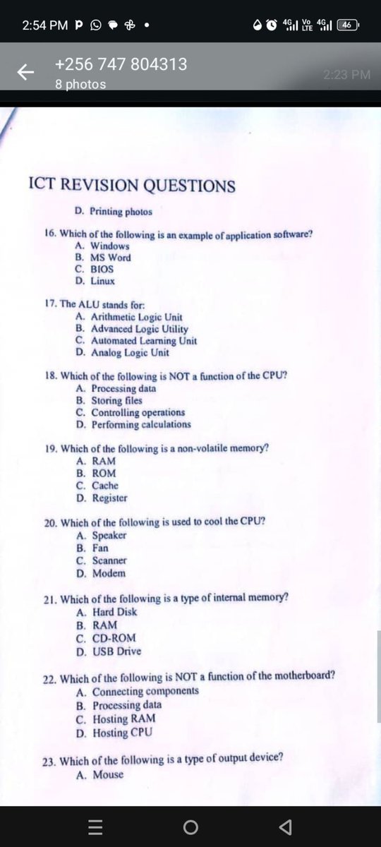 ICT REVISION QUESTIONS Which of the following is an example of applicati..