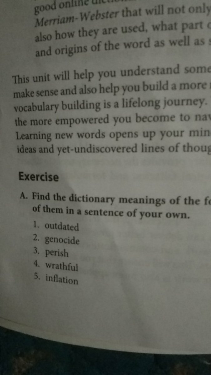 Find the dictionary meanings of the following words and use each of them