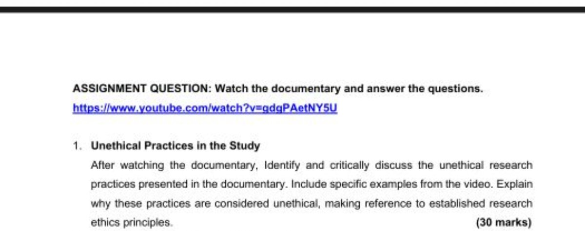 ASSIGNMENT QUESTION: Watch the documentary and answer the questions. http..