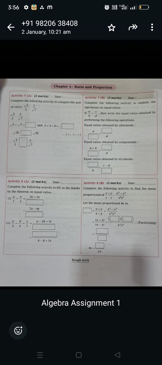 Here's an algebra assignment with questions on Ratio and Proportion. Cha..