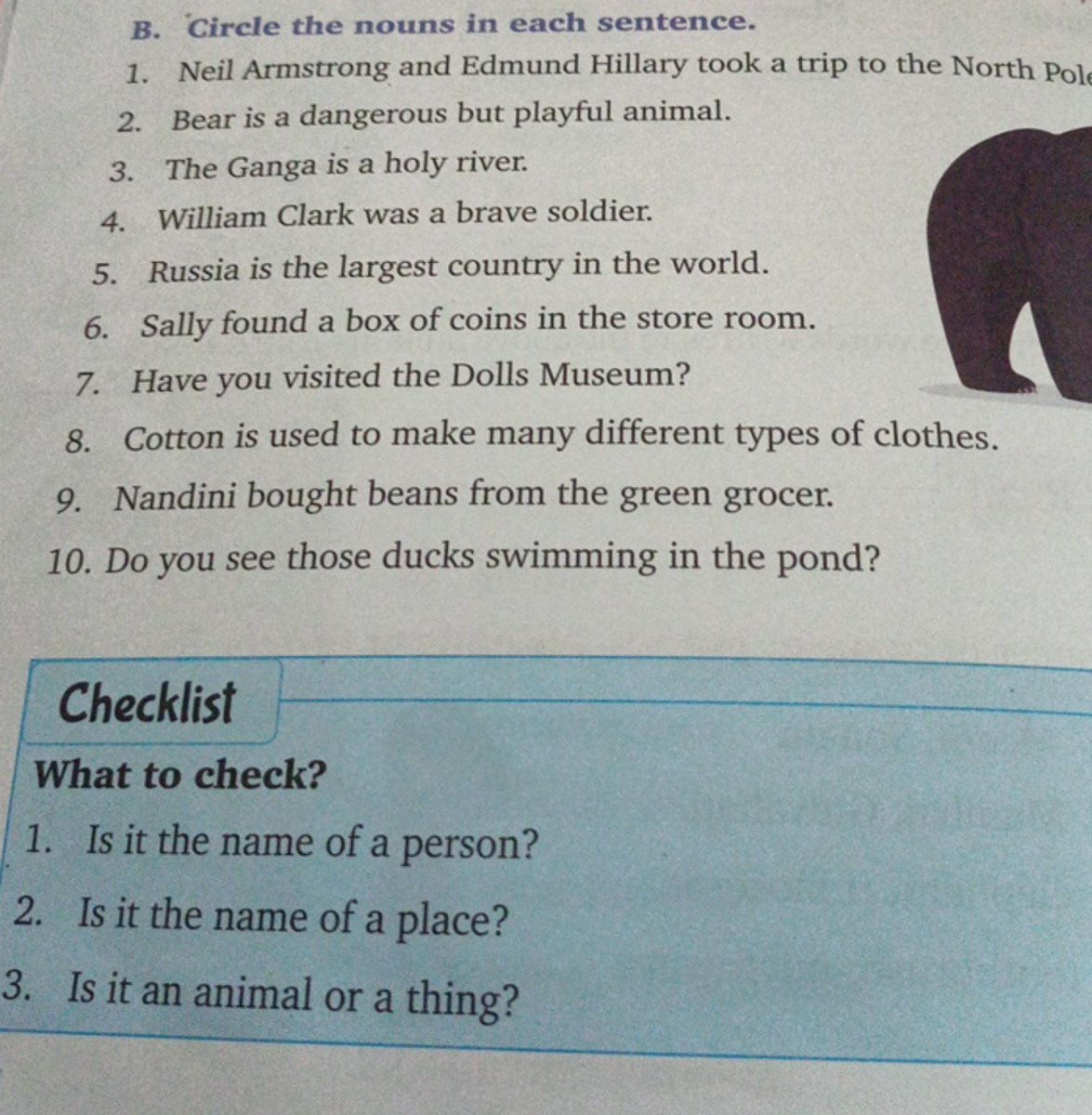 B. Circle the nouns in each sentence. Neil Armstrong and Edmund Hillary t..