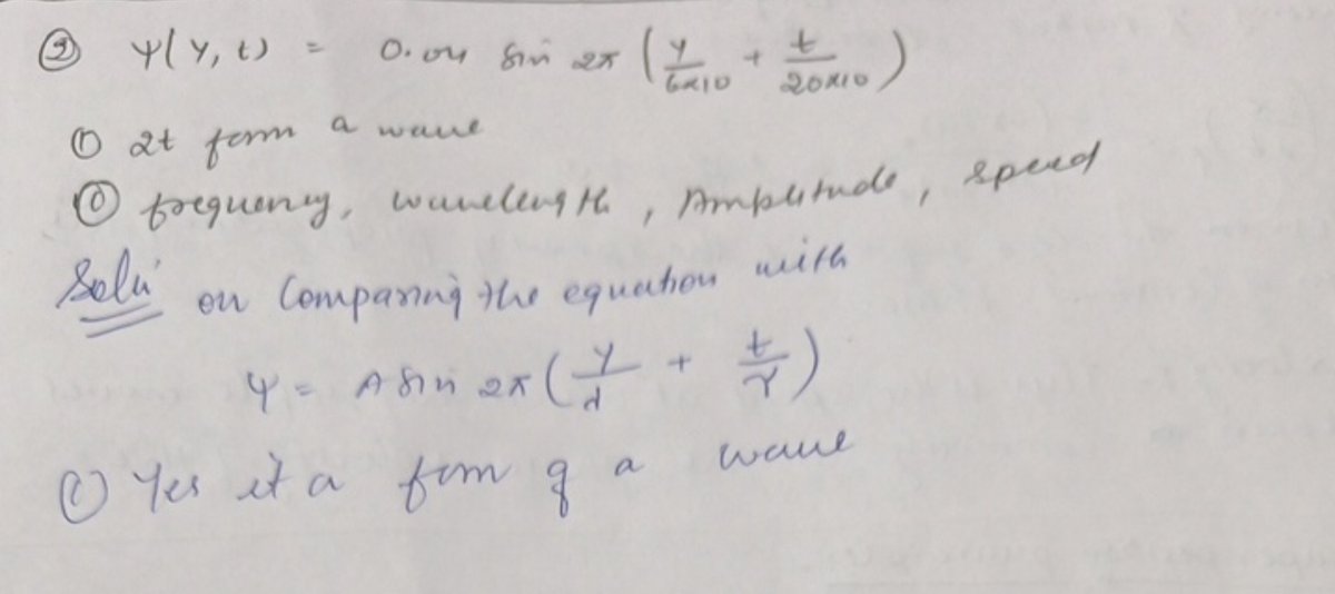 Given the wave equation: \psi(y, t) = 0.04 \sin 2\pi \left(\frac{y}{6 \ti..
