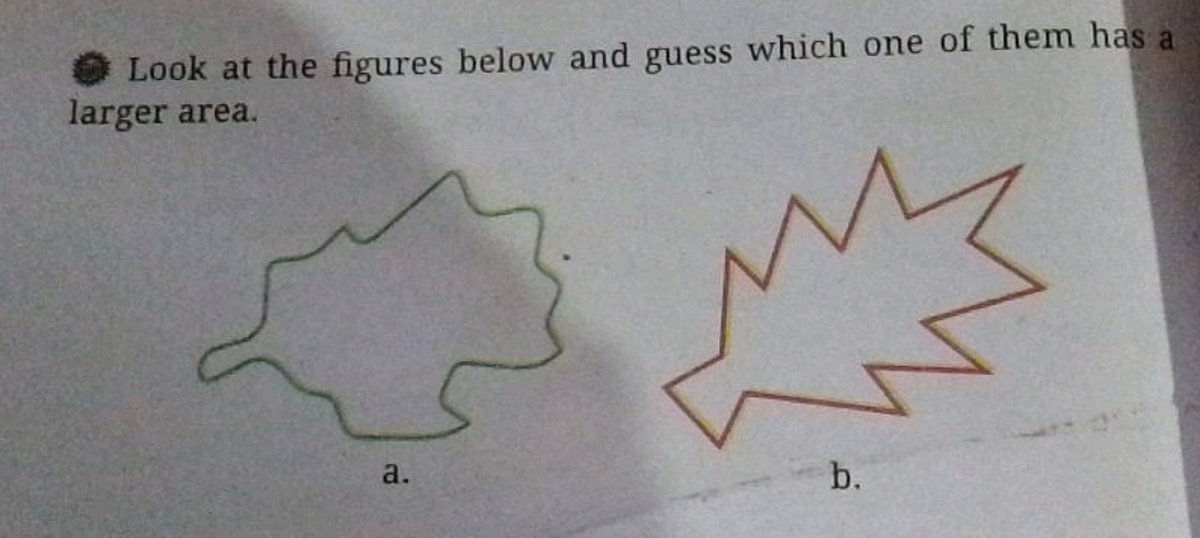 Look at the figures below and guess which one of them has a larger area.