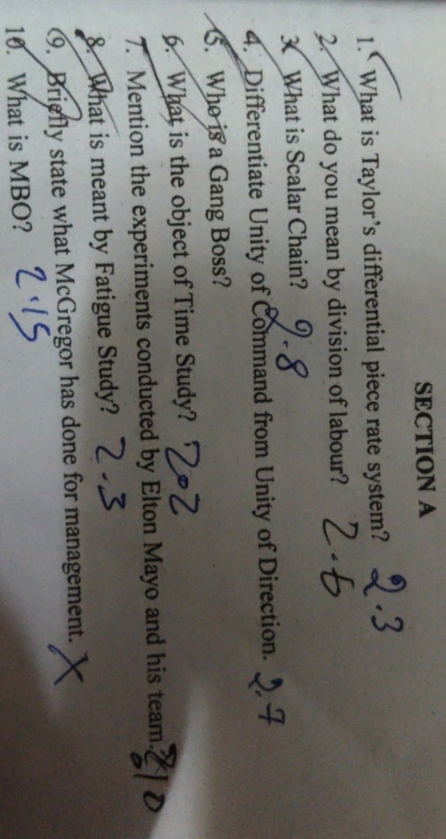 SECTION A What is Taylor's differential piece rate system? What do you m..