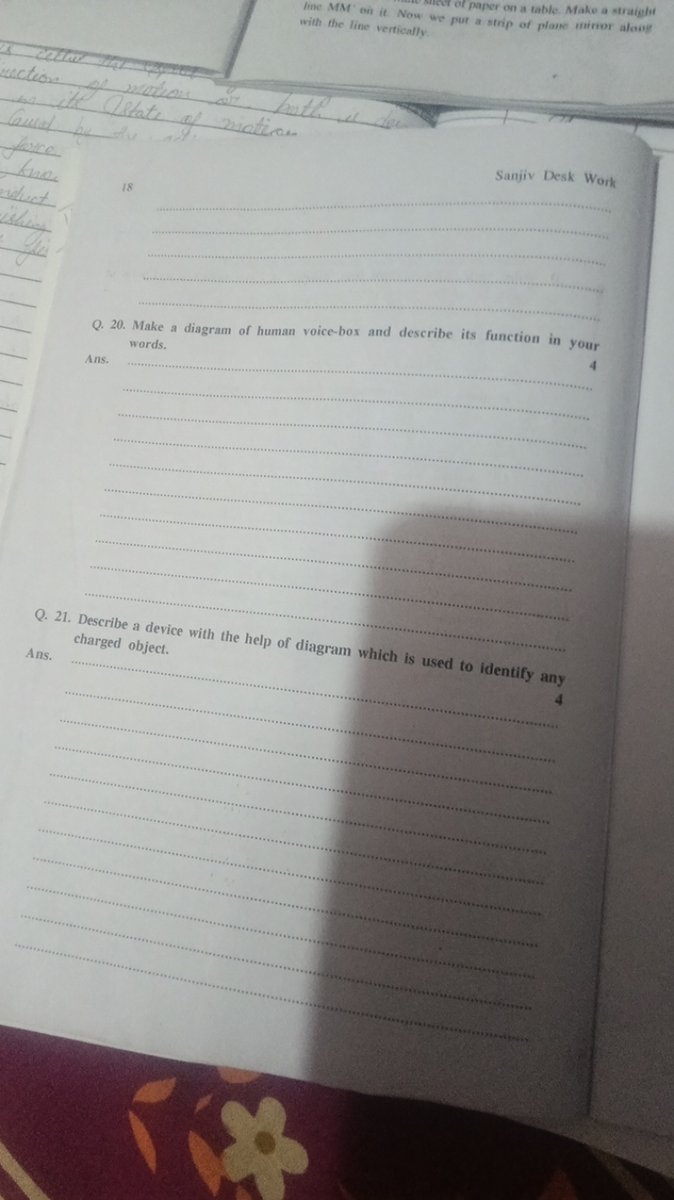 Q. 20. Make a diagram of human voice-box and describe its function in you..