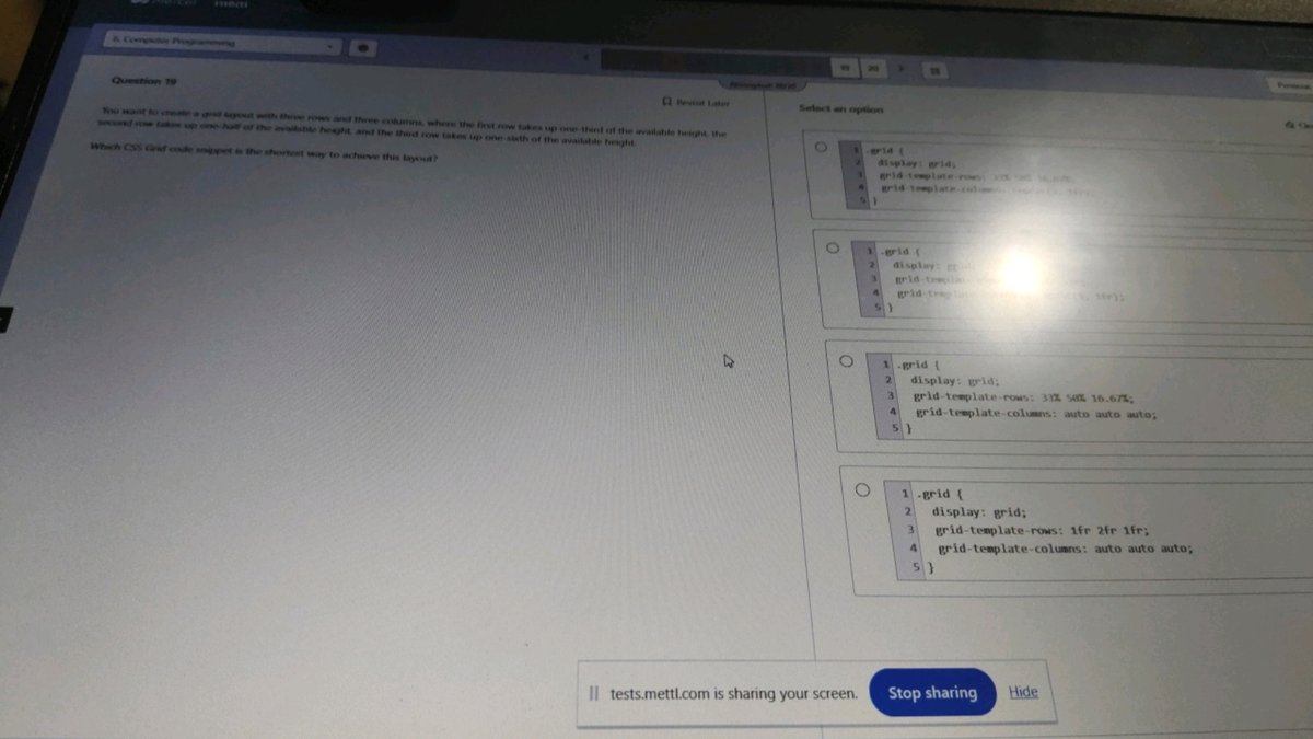 You want to create a grid layout with three rows and three columns, where..
