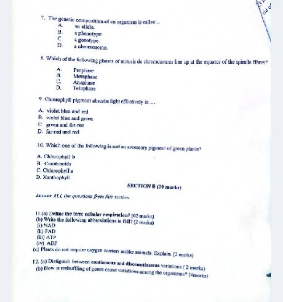 The genetic composition of an organism is called.... A. an allele. B. a p..