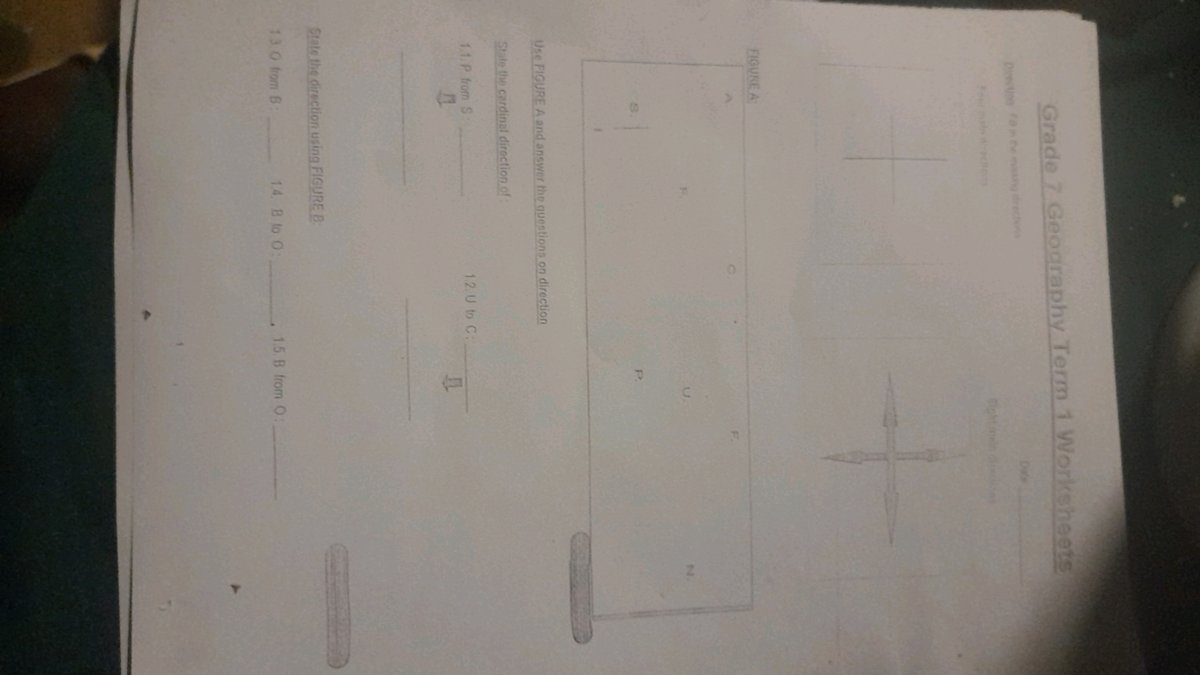 Grade 7 Geography Term 1 Worksheets Use FIGURE A and answer the question..