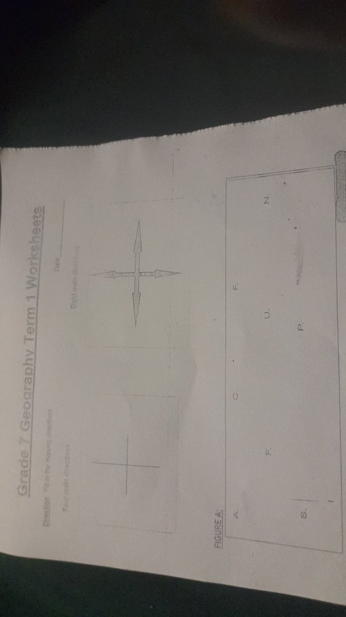 Grade 7 Geography Term 1 Worksheets Date: Direction: Fill in the missing..