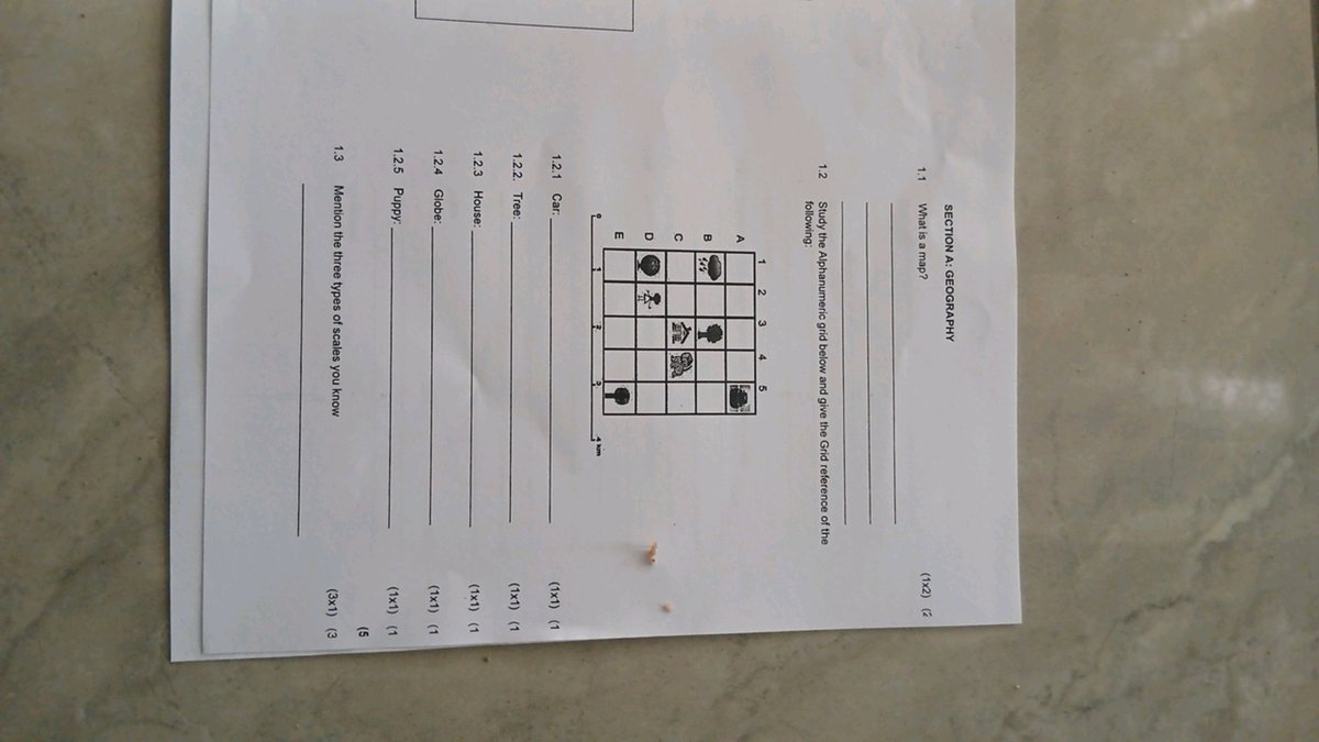 SECTION A: GEOGRAPHY 1.1 What is a map? 1.2 Study the Alphanumeric grid..