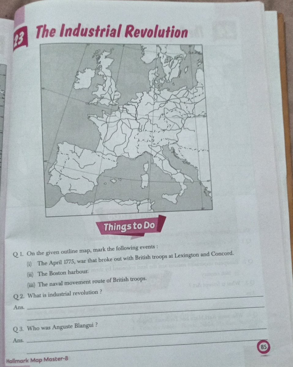 Q1. On the given outline map, mark the following events: (i) The April 17..