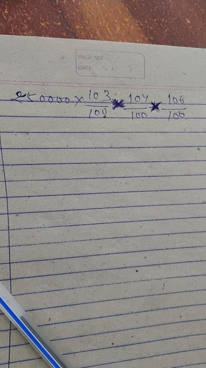 Calculate the value of the expression: 250000 \times \frac{103}{100} \ti..