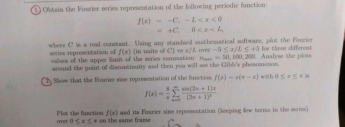 Obtain the Fourier series representation of the following periodic functi..
