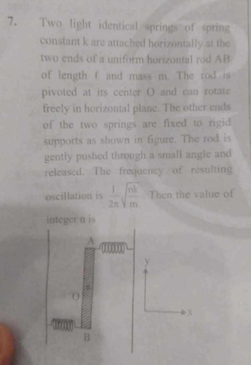 Two light identical springs of spring constant k are attached horizontall..