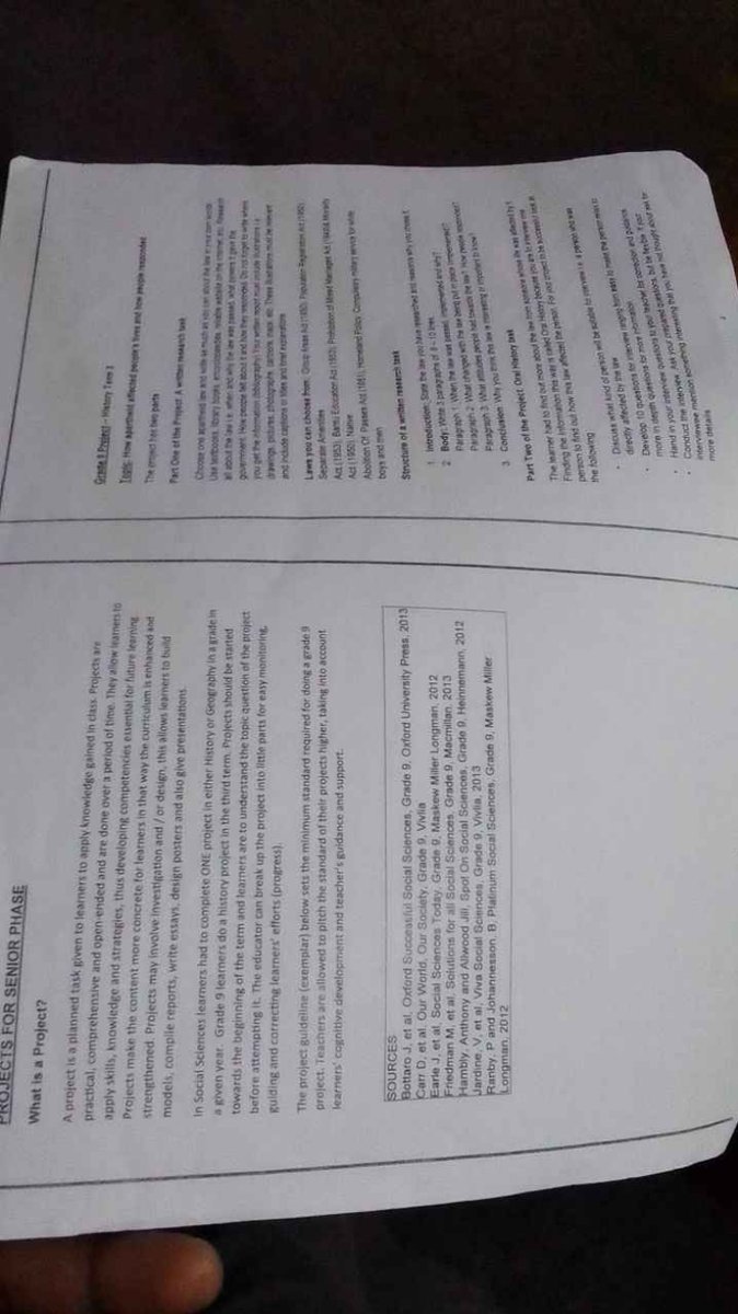What is a project in Social Sciences for Grade 9 (CAPS) South African Cur..