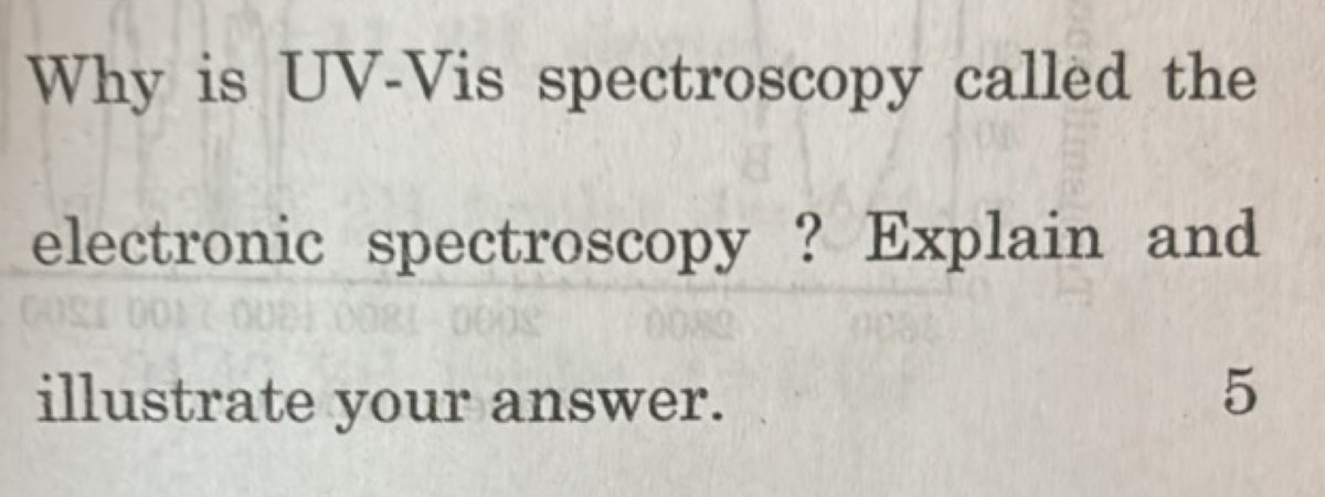 Why is UV-Vis spectroscopy called the electronic spectroscopy? Explain an..