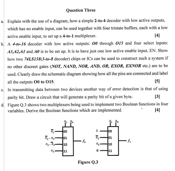 Question Three a. Explain with the use of a diagram, how a simple 2-to-4