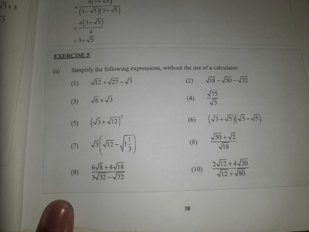 EXERCISE 5 (a) Simplify the following expressions, without the use of a c..