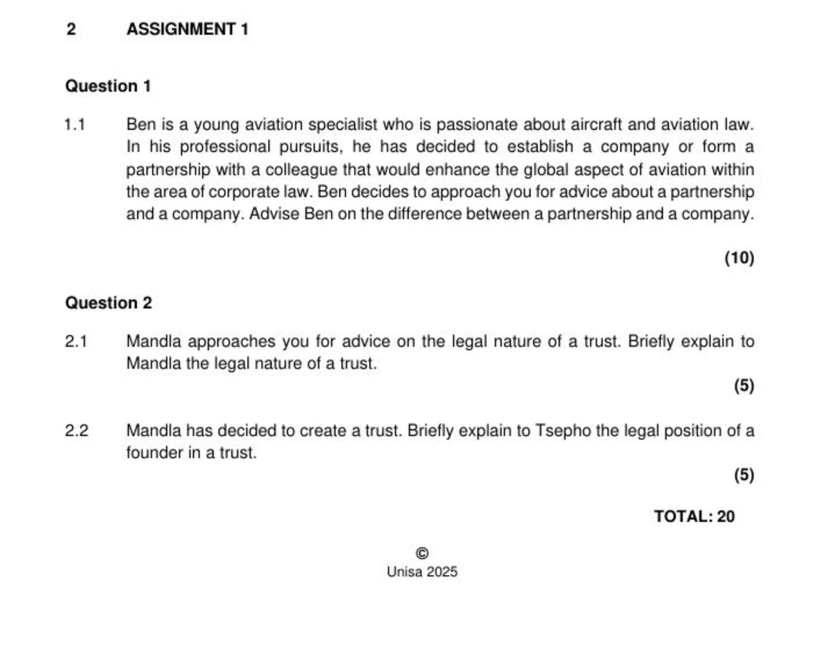 ASSIGNMENT 1 Question 1 1.1 Ben is a young aviation specialist who is p..
