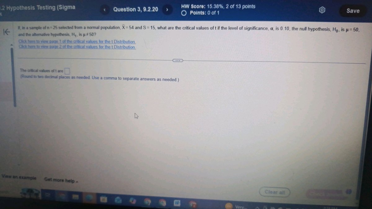 If, in a sample of n = 25 selected from a normal population, X̄ = 54 and