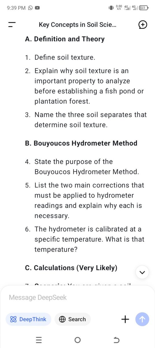 Key Concepts in Soil Science A. Definition and Theory Define soil textur..