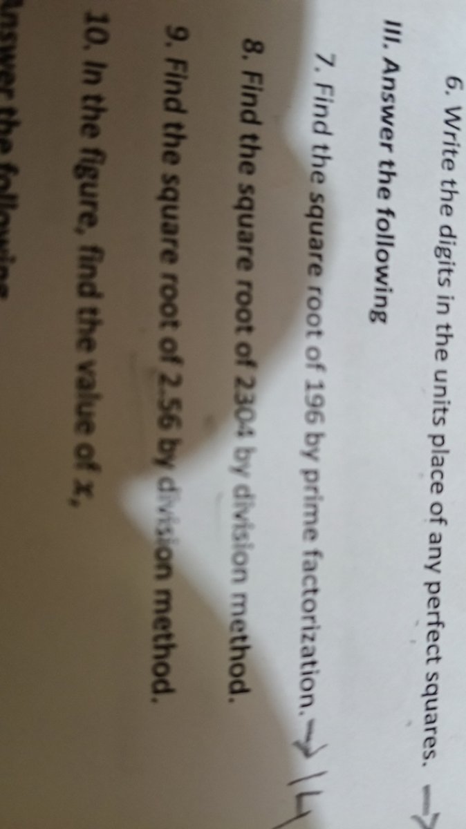 III. Answer the following Write the digits in the units place of any per..