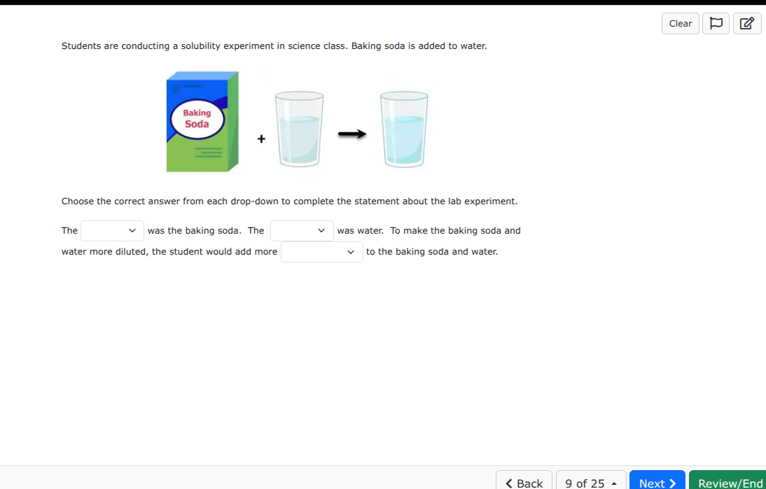 Students are conducting a solubility experiment in science class. Baking