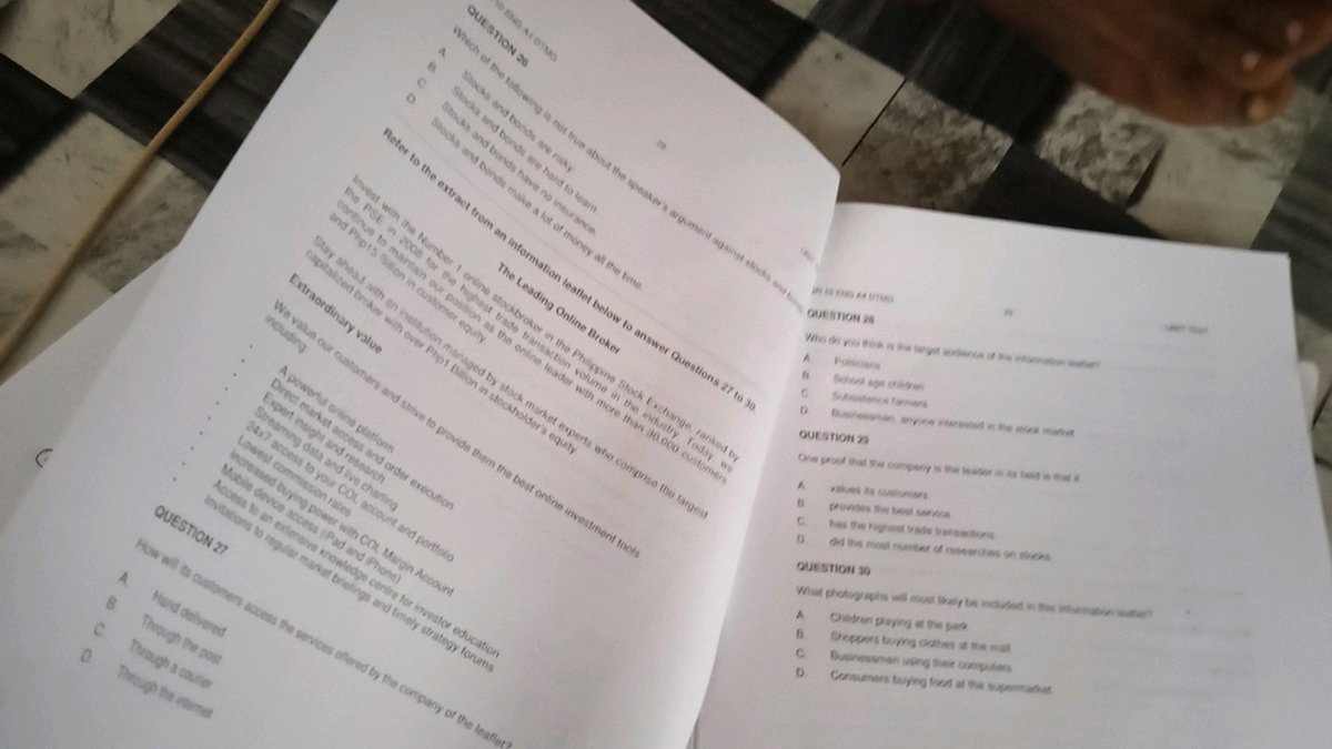 Refer to the extract from an information leaflet below to answer Question..